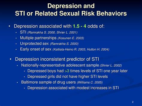 depression sexually transmitted infection and sexual risk behavior