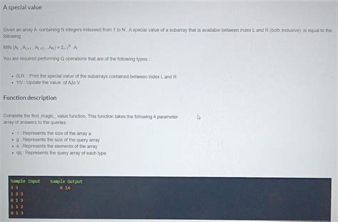 A Special Value Given An Array A Containing N Chegg