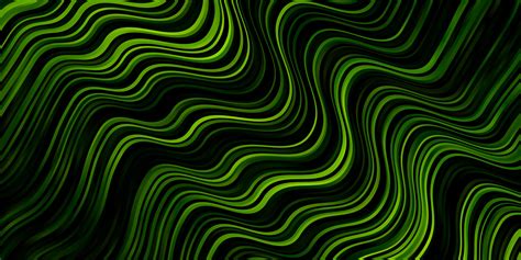 Dark Green Vector Background With Wry Lines Illustration In Abstract Style With Gradient Curved