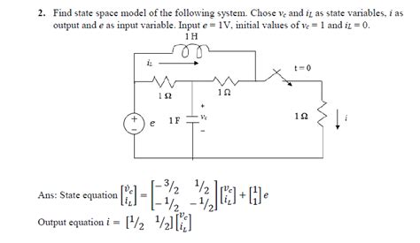 Solved 2 Find State Space Model Of The Following System