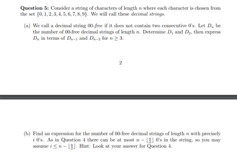 Solved Question 5 Consider A String Of Characters Of Length