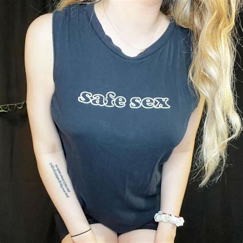 Cute Cut Off That Says Safe Sex Comfy And Depop