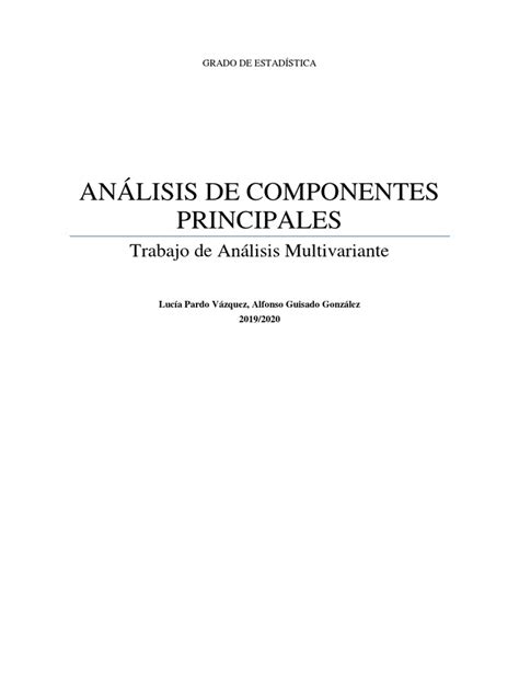 Trabajo Final Analisis De Componentes Principales Lucía Pardo Vazquez