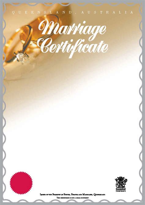 Marriage Certificate Qld Certificates Templates Free