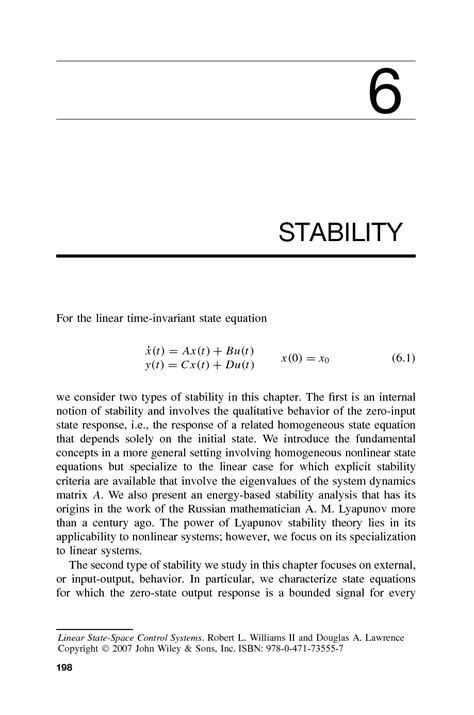 SOLUTION Stability For Linear State Space Control Systems Studypool