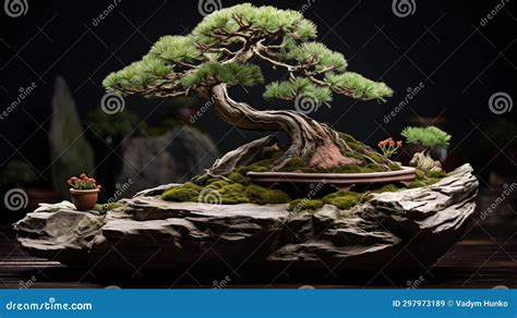 Crooked Japanese Pine Bonsai Growing On Stones Stock Illustration Illustration Of Decoration