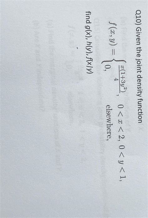 Solved Q Given The Joint Density Function Y Chegg