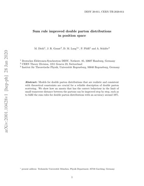 Pdf Sum Rule Improved Double Parton Distributions In Position Space