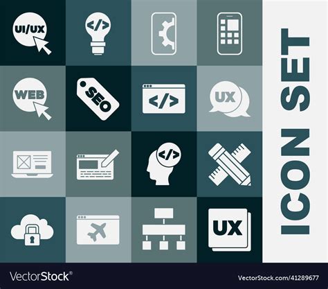 Set Ui Or Ux Design Crossed Ruler And Pencil Web Vector Image