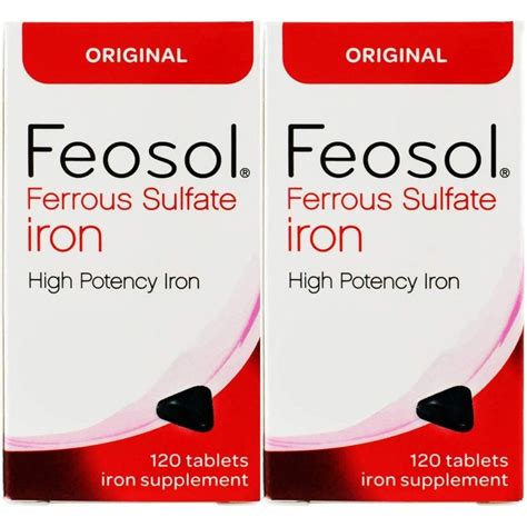 Feosol Original Iron Supplement Tabletsnon Heme 325mg Ferrous Sulfate
