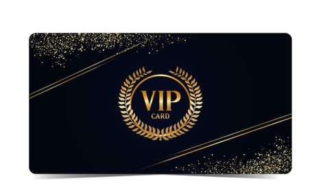월계수와 반짝이 벡터 일러스트와 함께 골드 Vip 카드 프리미엄 벡터