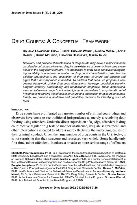 Pdf Drug Courts A Conceptual Framework