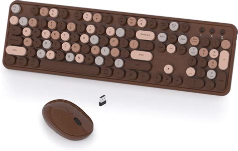 Links9 Wireless Keyboard And Mouse Full Size Retro Typewriter Keyboard With Round
