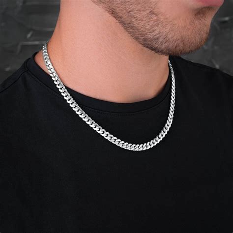 7mm Miami Cuban Mens Silver Chain Luxx Jewelers