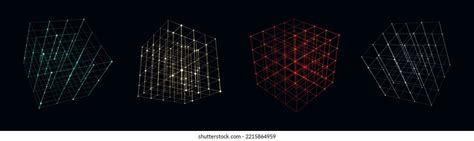 Set Futuristic Multicolored Wireframe Cubes Technology Stock Vector Royalty Free 2215864959