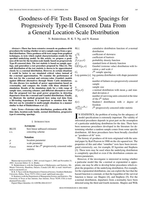 Pdf Goodness Of Fit Tests Based On Spacings For Progressively Type Ii