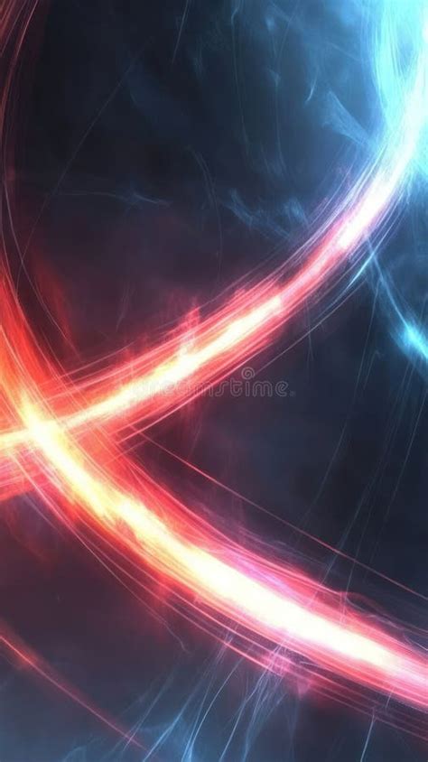 Abstract Glowing Lines In Red And Blue On A Dark Background Create A Dynamic Visual Effect Stock