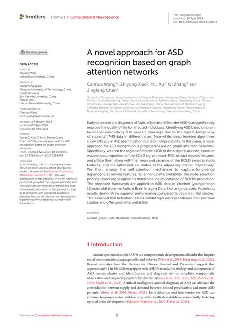 Pdf A Novel Approach For Asd Recognition Based On Graph Attention