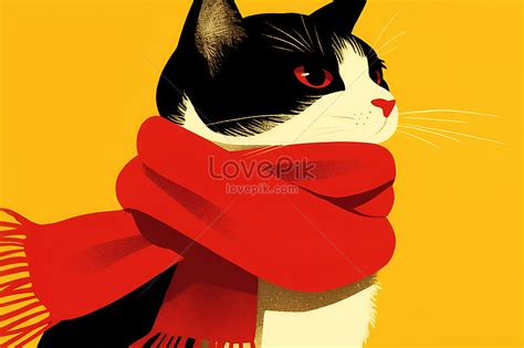 귀여운 흑백 고양이 일러스트 무료 다운로드 Lovepik