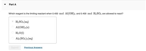 solved part a which reagent is the limiting reactant when