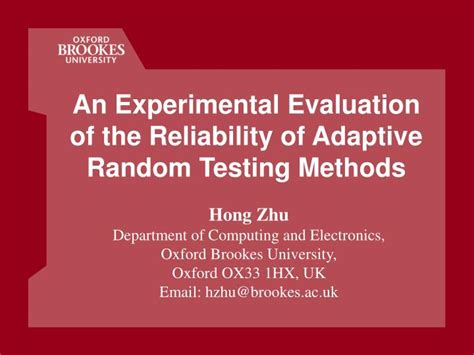 ppt an experimental evaluation of the reliability of adaptive random testing methods