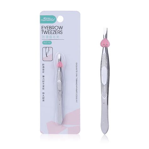 Badu Bg Пинсета за вежди от неръждаема стомана Скосена горна част Обикновена горна част