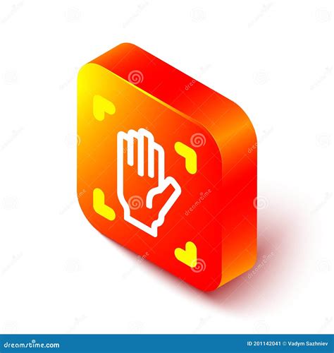 Isometric Line Palm Print Recognition Icon Isolated On White Background Biometric Hand Scan