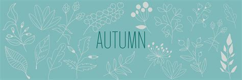 가을 컬렉션 숲 예술 단풍 천연 잎 허브 라인 스타일 디자인 핸드 그린 꽃을 위한 장식적인 아름다움 우아한 일러스트레이션 파란색 배경 가을에 대한 스톡 벡터 아트 및 기타