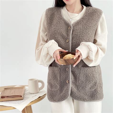 여성 뽀글이 양털 레이어드 조끼 간절기 베스트