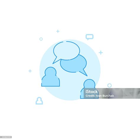 플랫 벡터 아이콘에 대해 이야기하는 두 명의 사용자 채워진 선 스타일입니다 블루 모노크롬 디자인 편집 가능한 획 2명에 대한 스톡 벡터 아트 및 기타 이미지 Istock