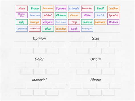 Classify The Adjectives Group Sort