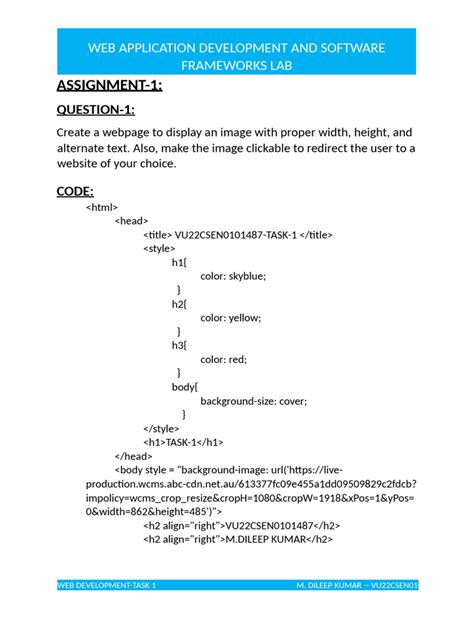 web applications lab assignment 1 vu22csen0101487 pdf world wide