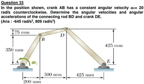 solved in the position shown crank ab has a constant angular velocity