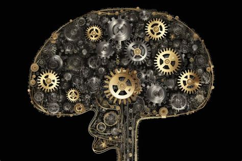 Human Brain Made Of Gears And Cogs Illustration Generative Ai Stock