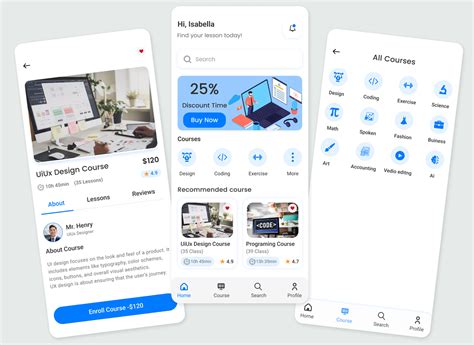 E Learning Mobile App Uiux Design Behance
