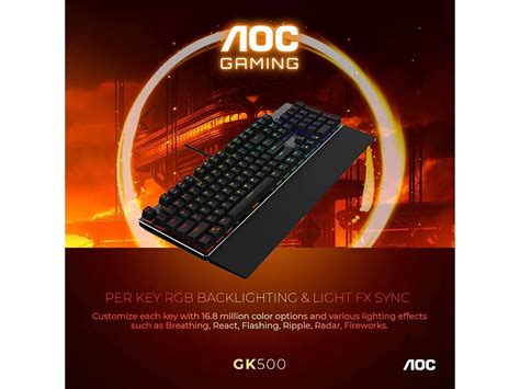 AOC Gaming Full RGB Mechanical Keyboard 104 Key Outemu Blue Switches Full NKRO Detachable