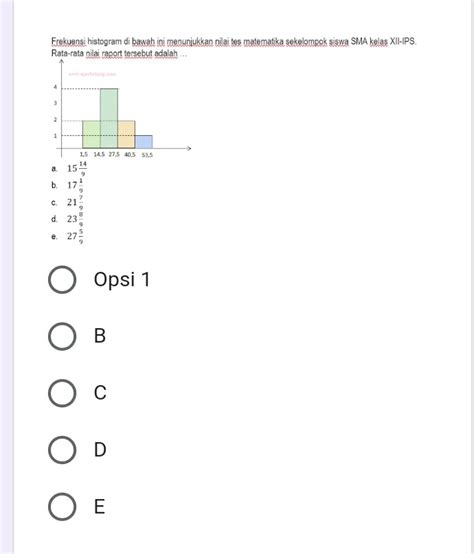 Frekuensi Histogram Di Bawah Ini Menunjukkan Nilai Tes Matematika Sekelompok Siswa Sma Kelas Xii
