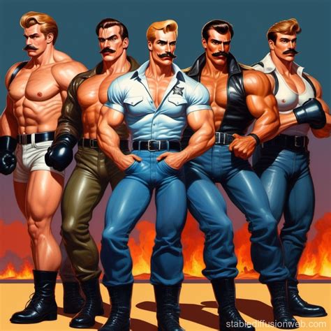 Tom Of Finland Retro Fighting Game Stable Diffusion Online