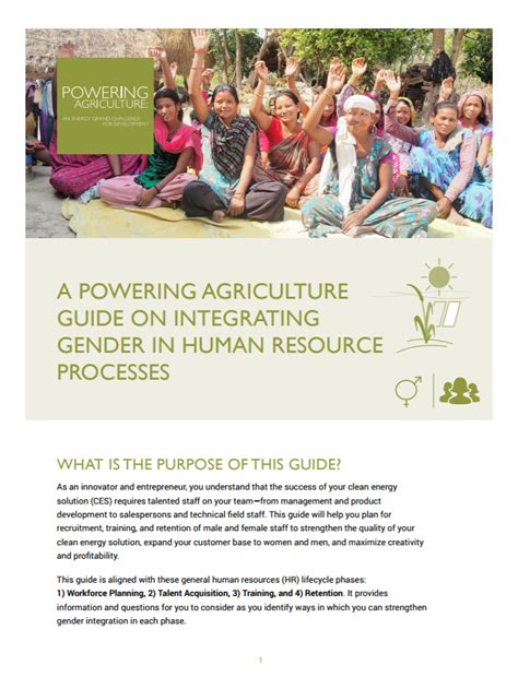 Powering Agriculture Guide On Integrating Gender In Human Resource Process Energia