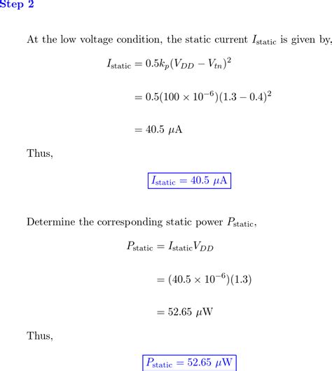 For A Pseudo Nmos Inverter Fabricated In A 0 13 Mu Mathrm Quizlet