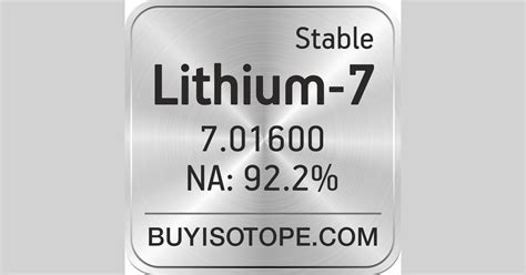 Lithium 7 Lithium 7 Isotope Enriched Lithium 7 Lithium 7 Metal Lithium 7 Lithium 7 Isotope Enriched Lithium 7 Lithium 7 Metal