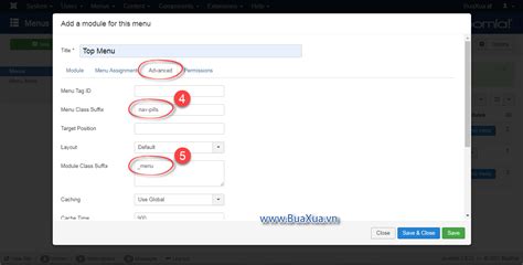 Cách Tạo Top Menu Cho Trang Web Joomla Buaxuavn