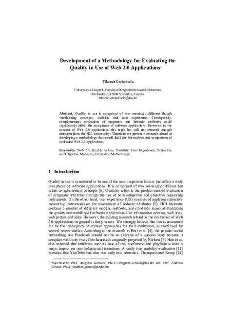 Pdf Development Of A Methodology For Evaluating The Quality In Use Of