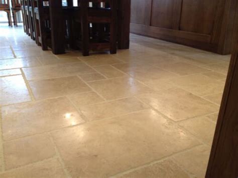 Sample Of Antique Light Travertine Floor Tiles Brushed And Chiselled