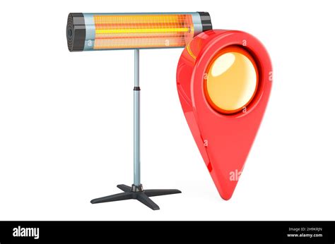 halogen or infrared heater with map pointer 3d rendering isolated on