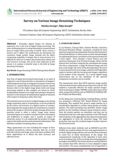 survey on various image denoising techniques pdf