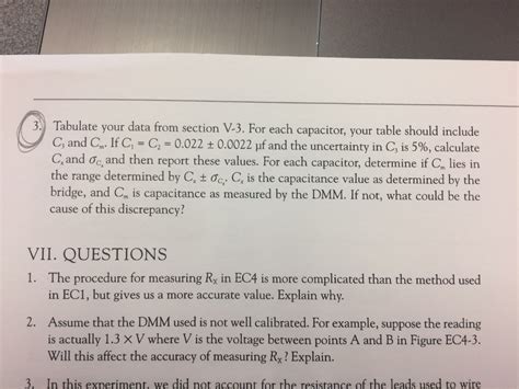3 tabulate your data from section v 3 for each