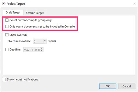 Project Targets Enhancements Scrivener Classes