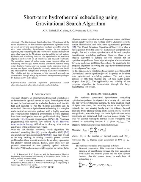 Pdf Short Term Hydrothermal Scheduling Using Gravitational Search