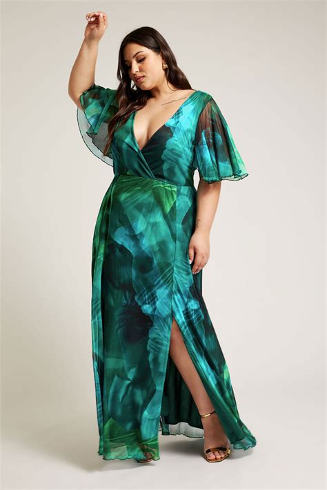Yours London Plus Size Green Abstract Print Wrap Maxi Dress Yours